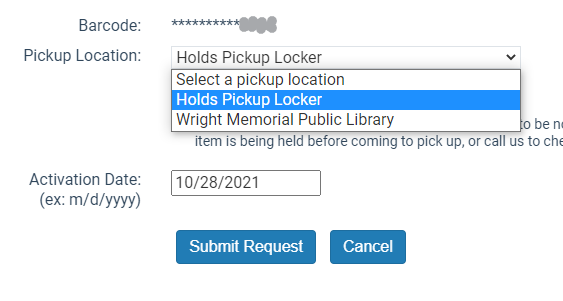 Holds Pickup Locker | Wright Memorial Public Library